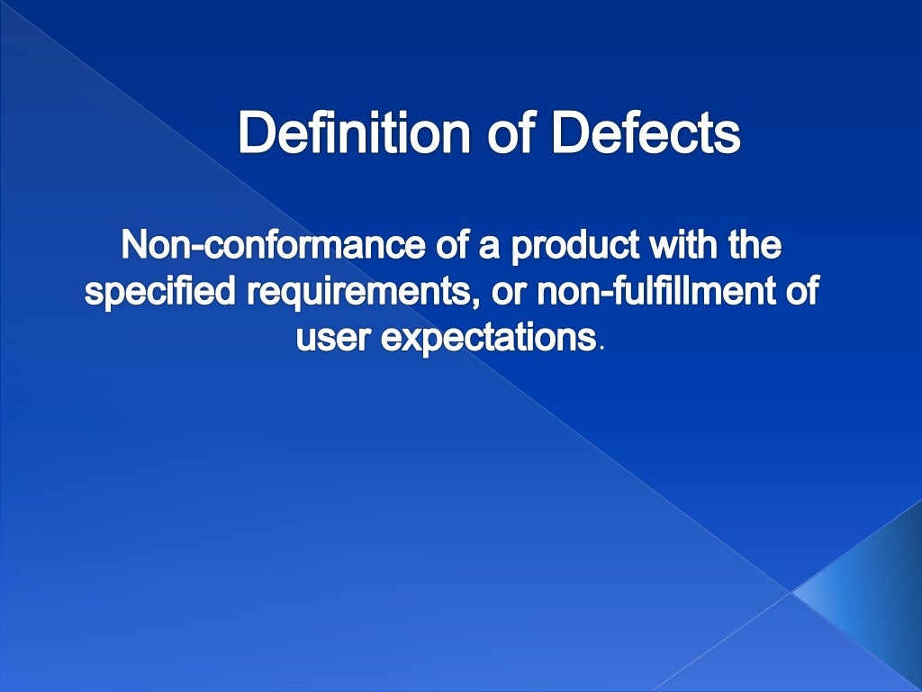 Presentation of defects