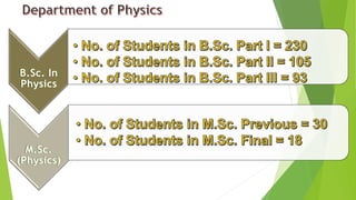 Presentation of dept of physics to the NAAC peer team visit | PPTX