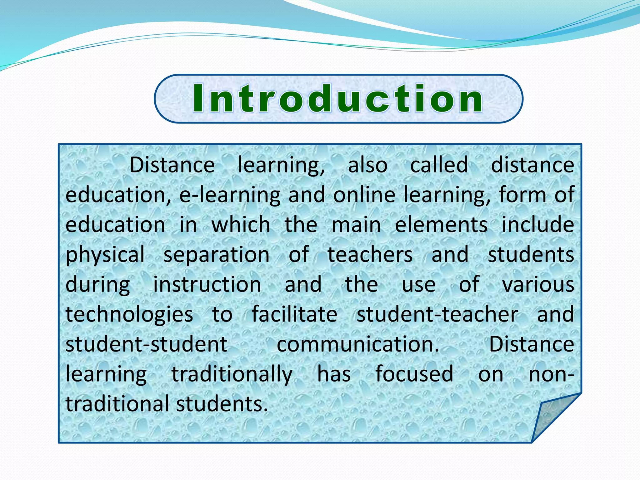 Presentation of distance learning | PPT | Online Education | Education
