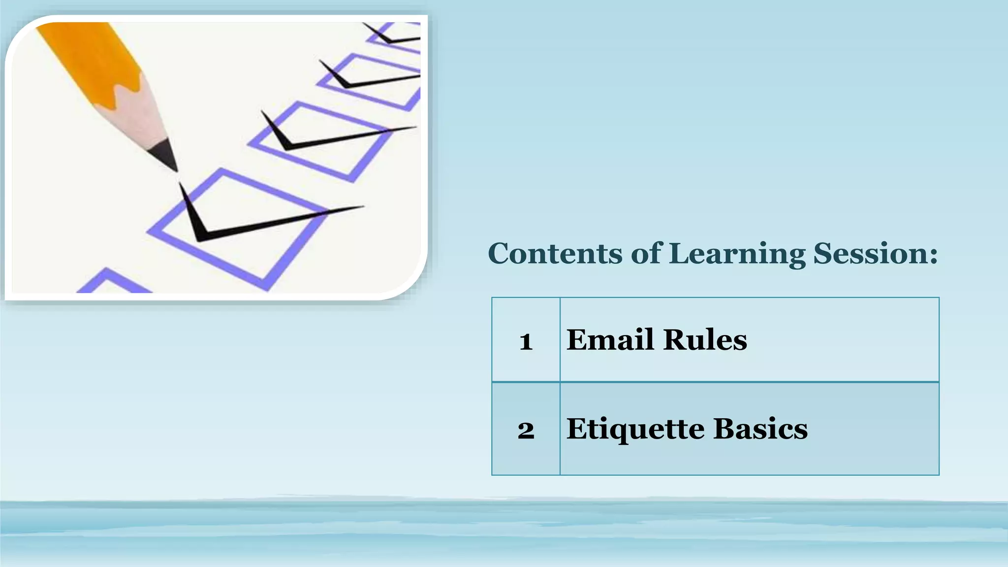Presentation of email etiquette (draft) | PPTX | Email | Internet