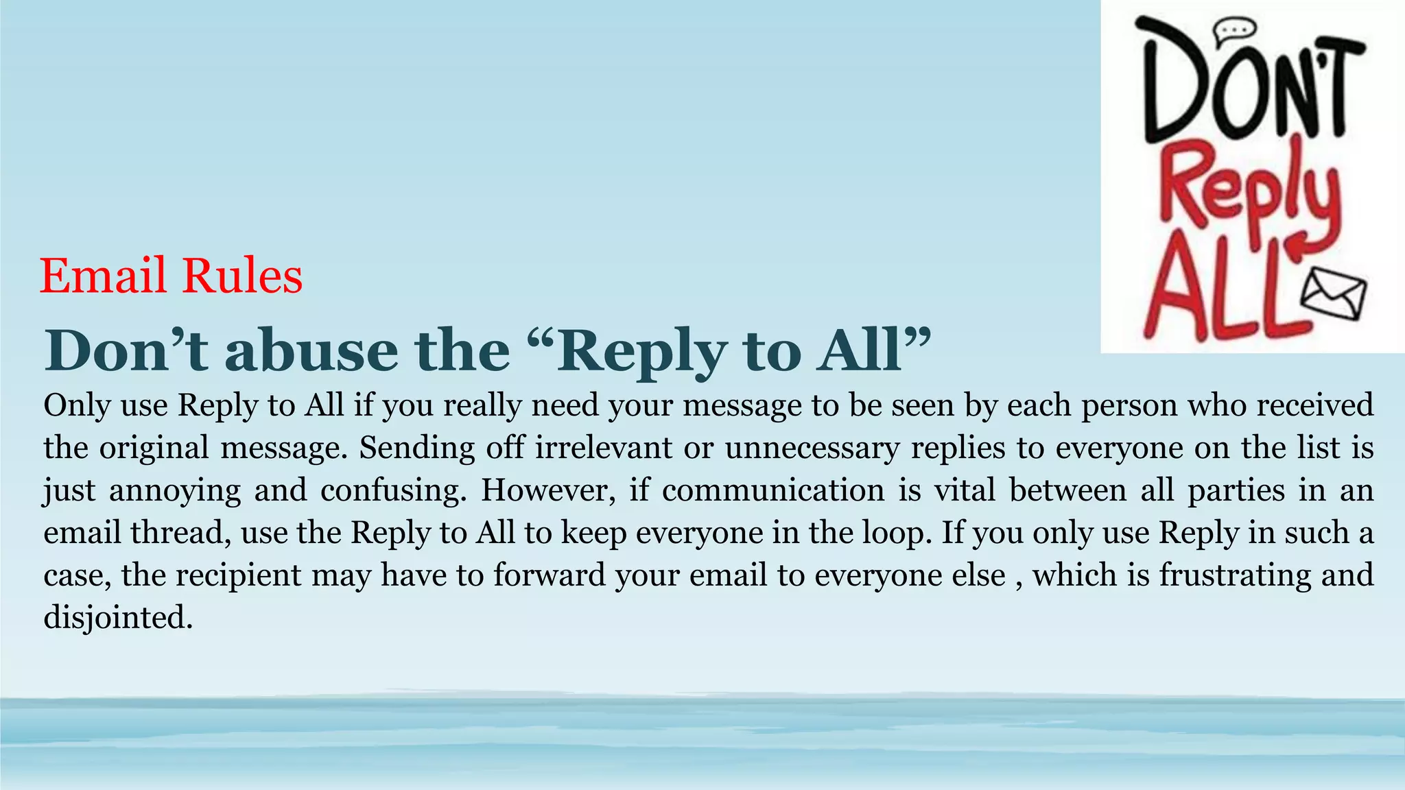 Presentation of email etiquette (draft) | PPTX | Email | Internet