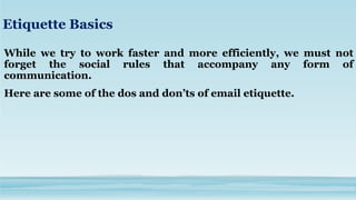 Presentation of email etiquette (draft) | PPTX