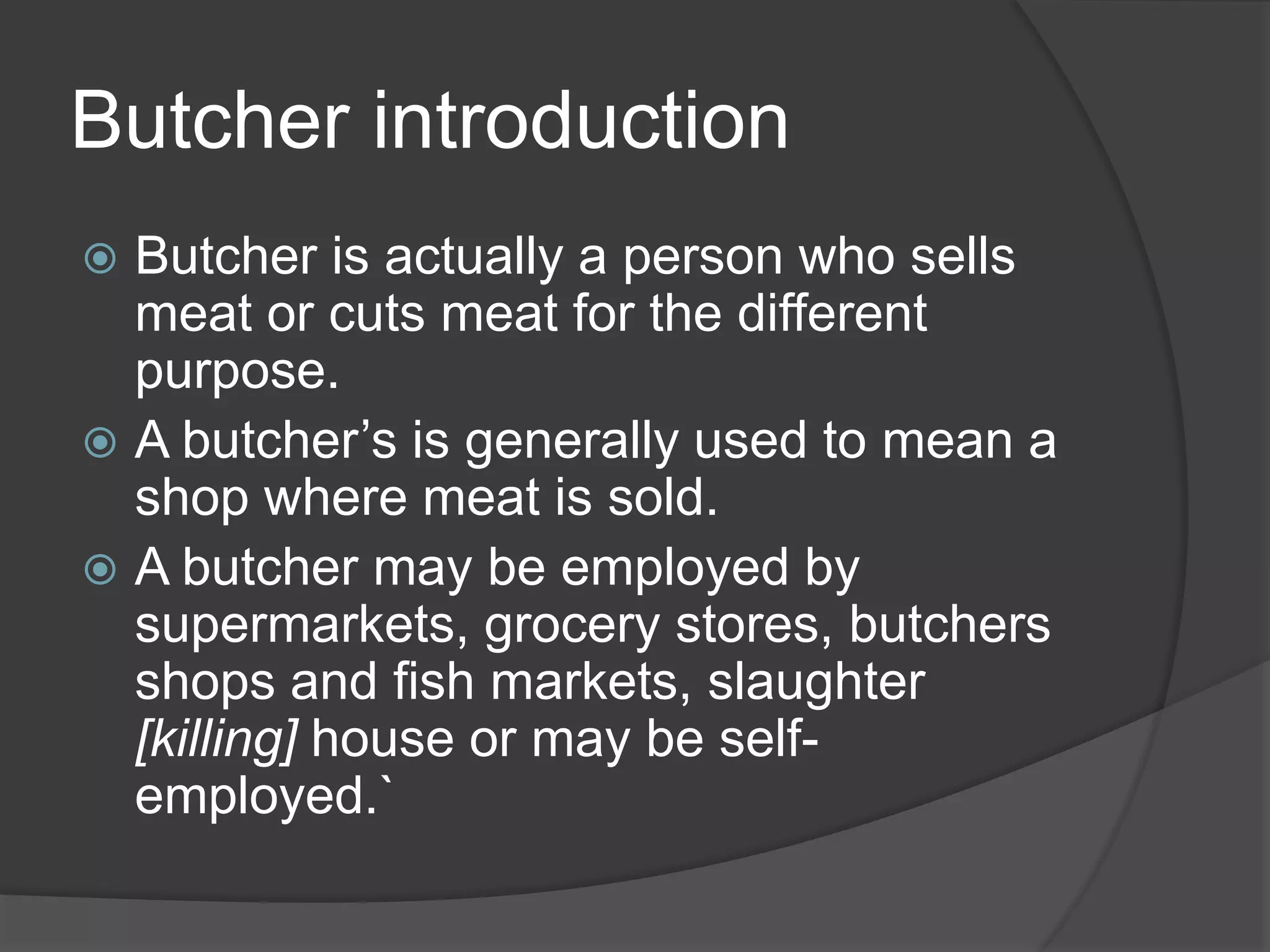 Presentation of English (butcher shop) | PPTX