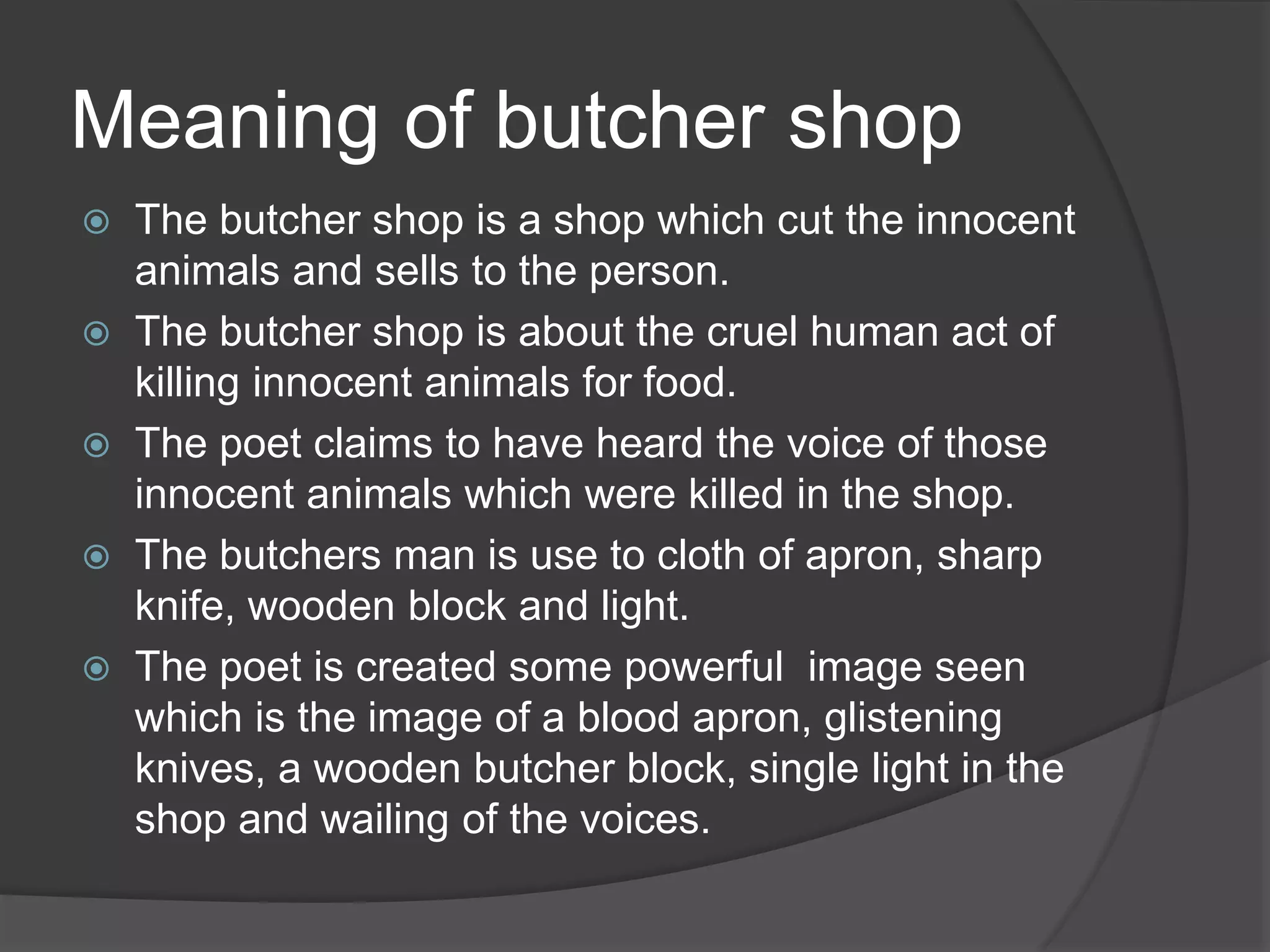 Presentation of English (butcher shop) | PPTX