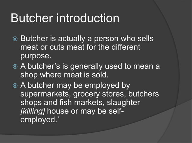 Presentation of English (butcher shop) | PPTX | Grocery Shopping | Shopping