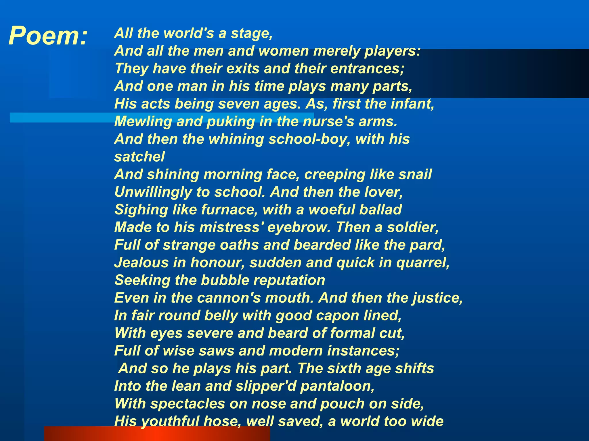 Presentation of english (seven ages) | PPT