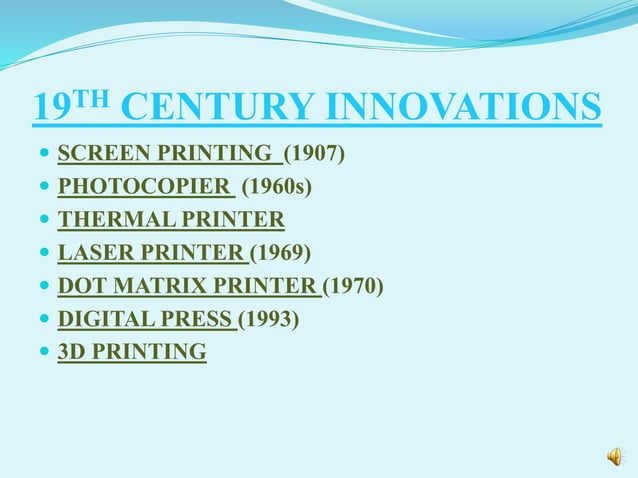 Presentation of evolution or growth of print industry