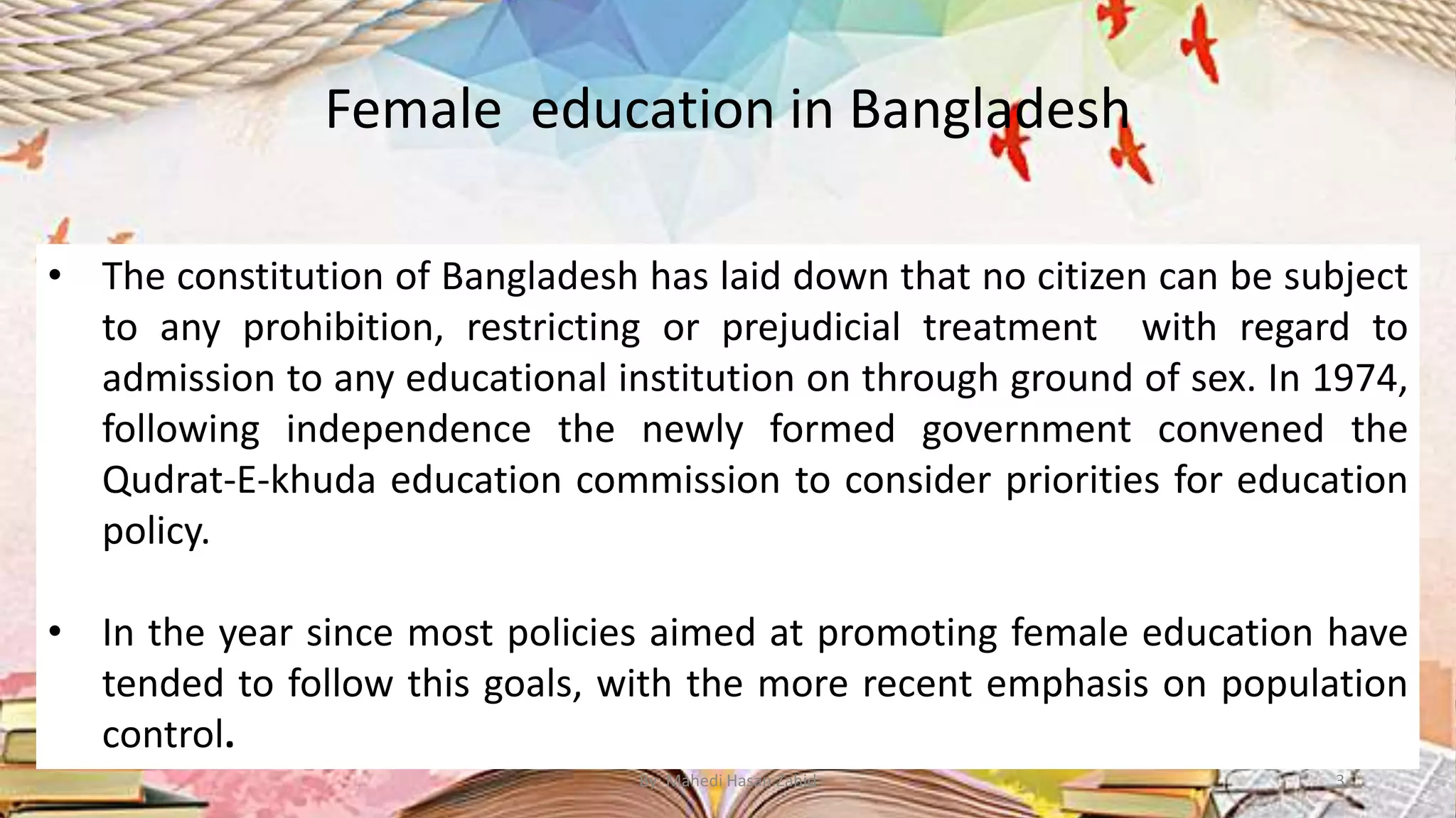 Problem of female education in Bangladesh | PPTX