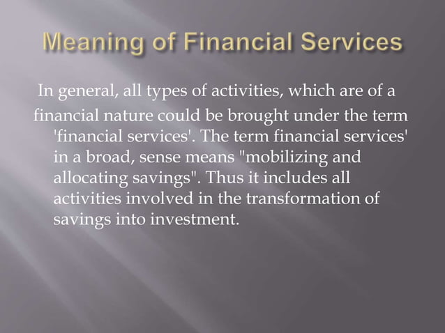 Presentation of financial services | PPT