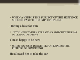 Presentation of gerund of infinitives | PPTX