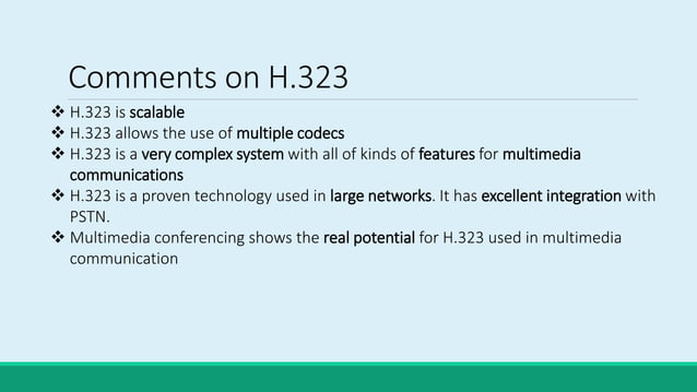 Presentation of H323 protocol | PPTX