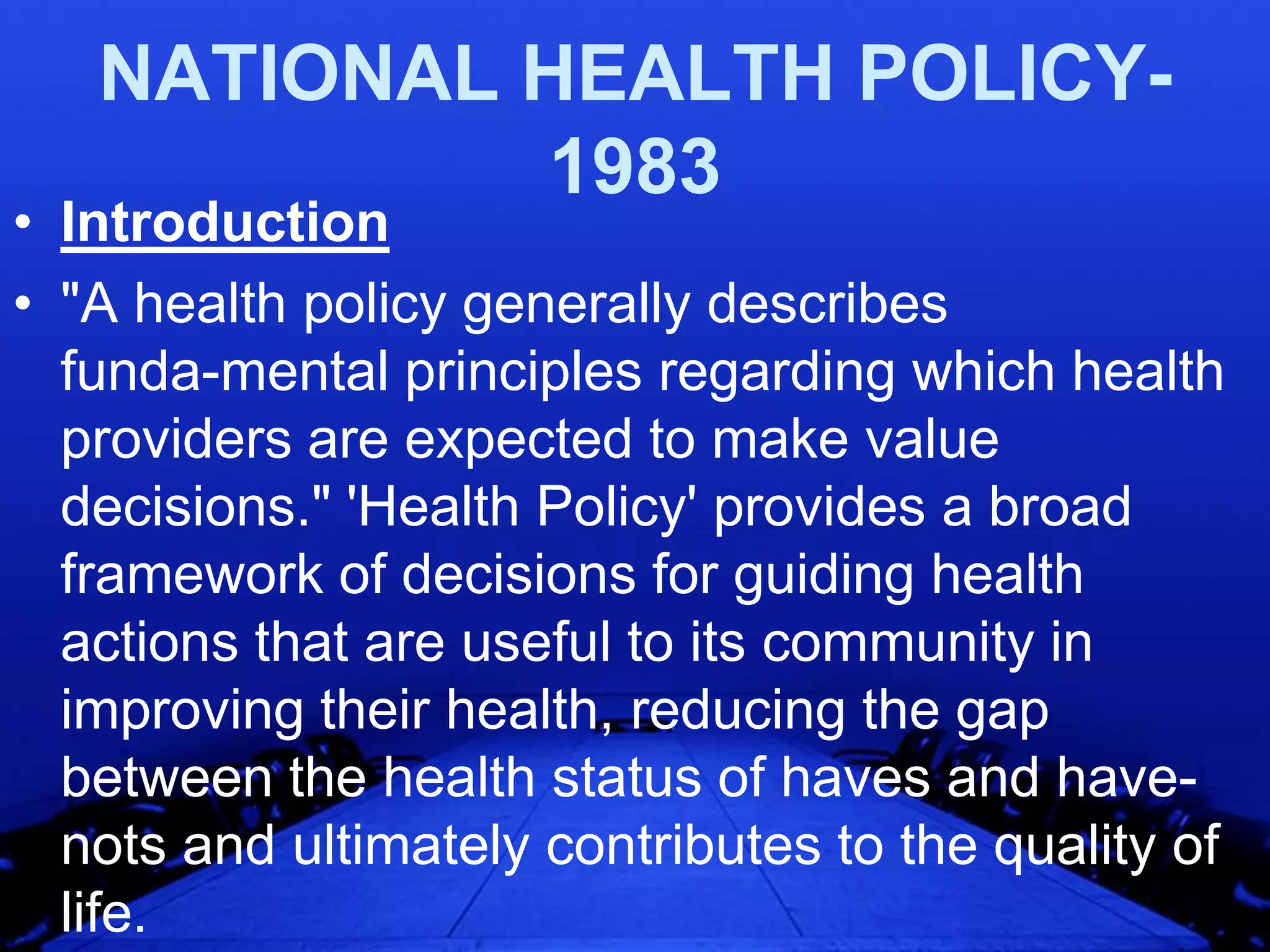 Presentation of health policies | PPTX