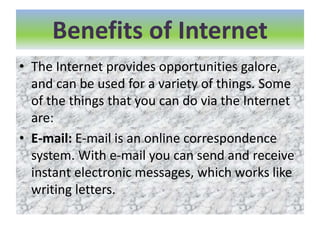 Benefits of Internet | PPTX
