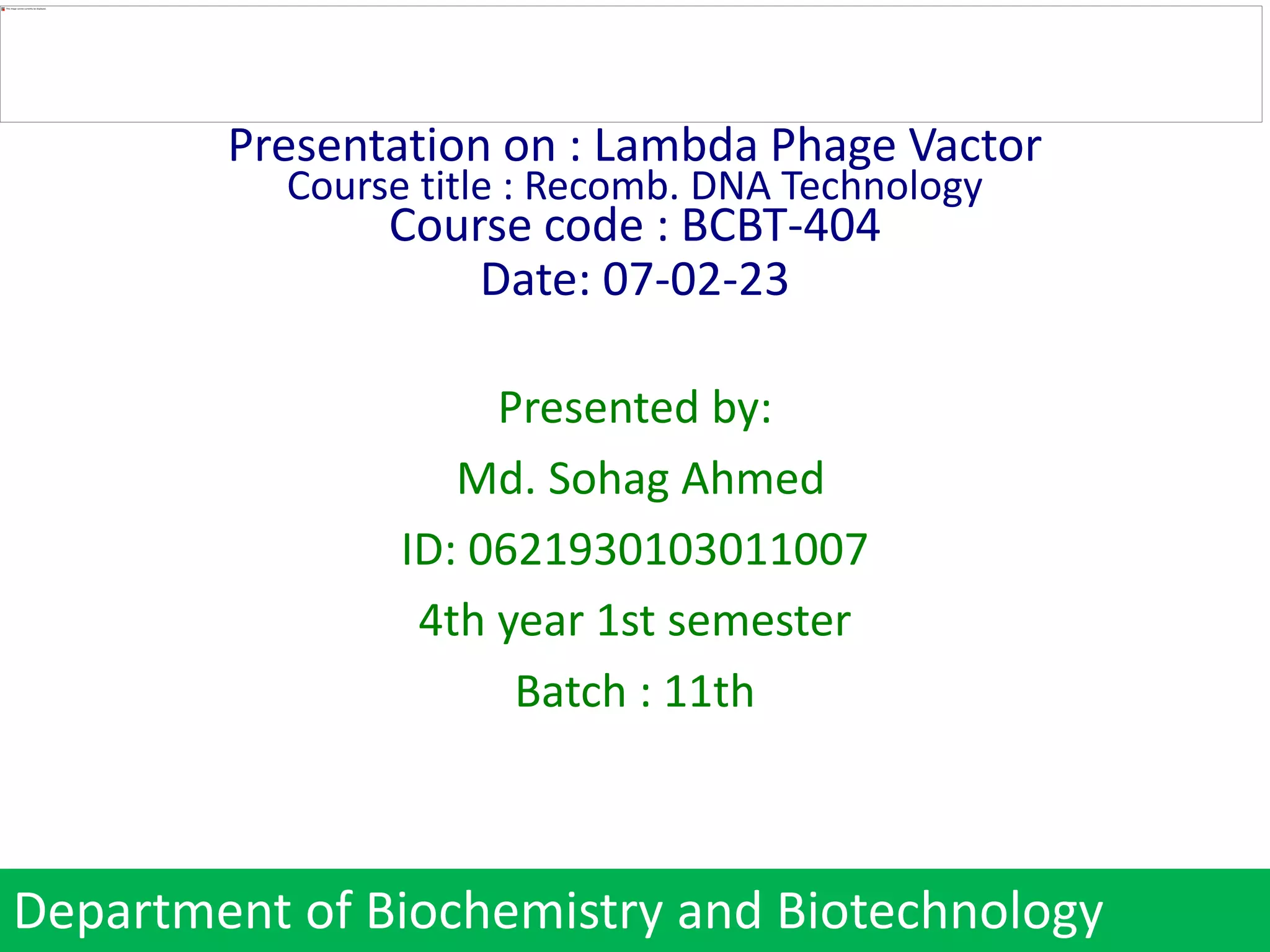 Presentation of Lambda phage vactor.pptx
