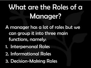 Presentation of manager's roles | PPTX