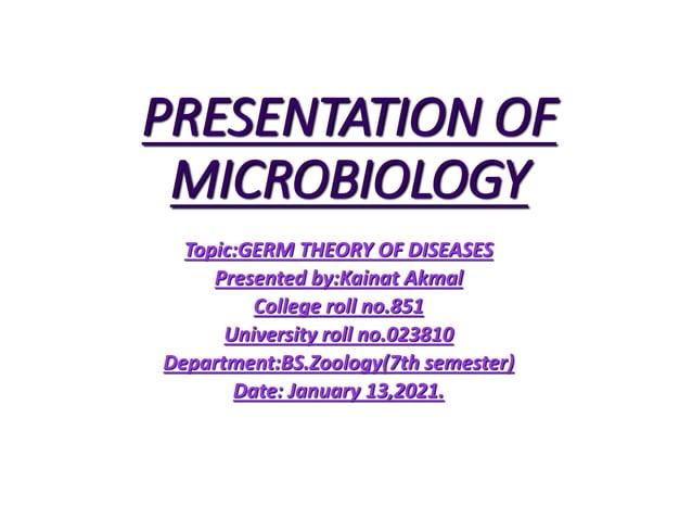 Germ theory of diseases and miasmatic theory. | PPT