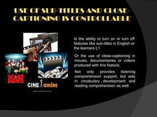 Presentation of Movies Online for Teaching English | PPT