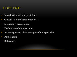 Pr esent ation of nanoparticle | PPTX | Chemistry | Science