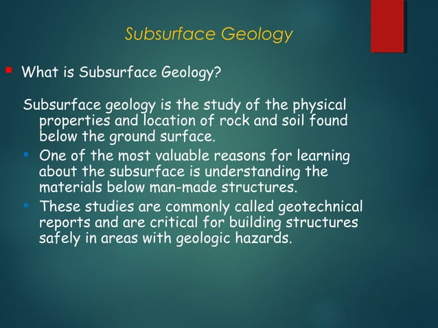Surface Geology and Subsurface Geology | PPT | Geology | Science