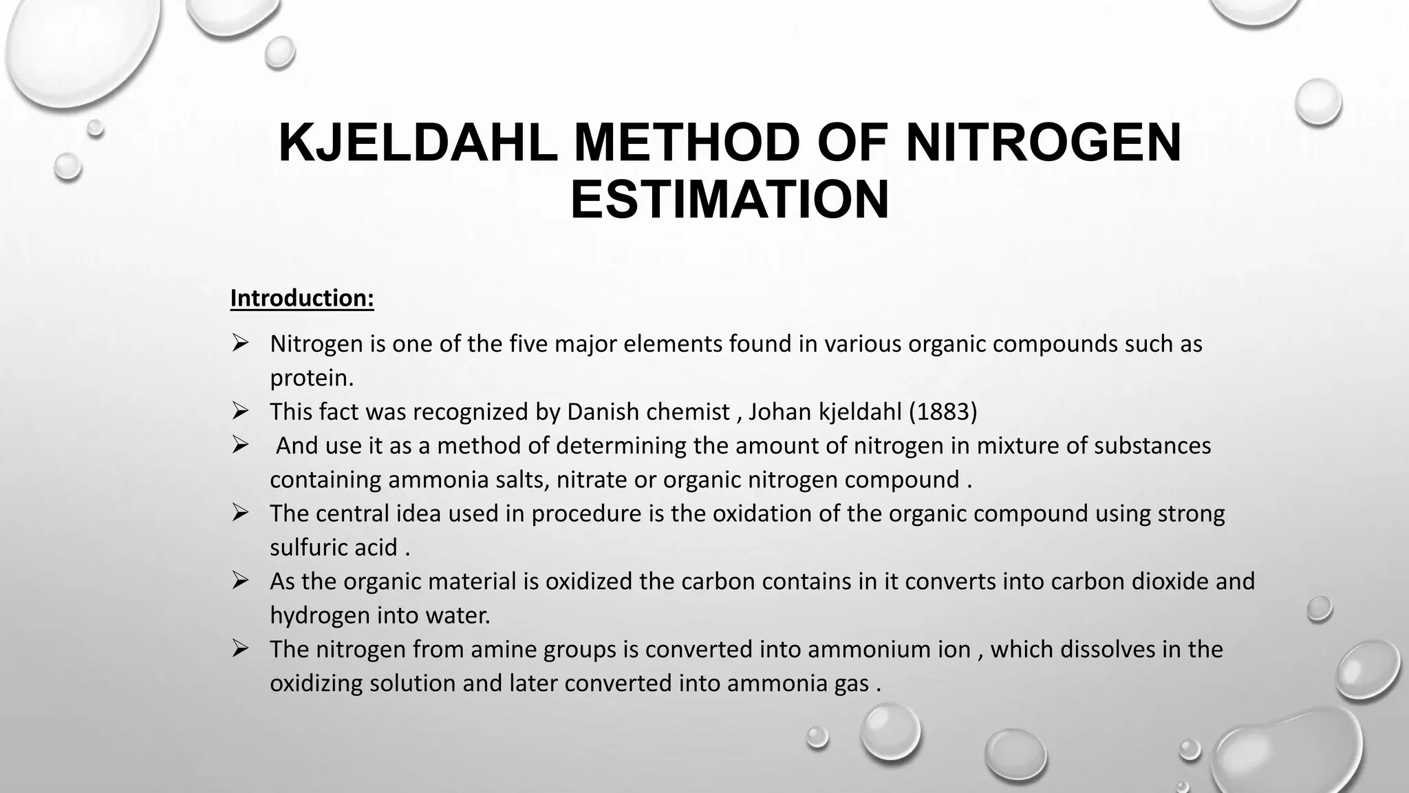 Presentation of pharmaceutical analysis on kjeldhal method of nitrogen ...