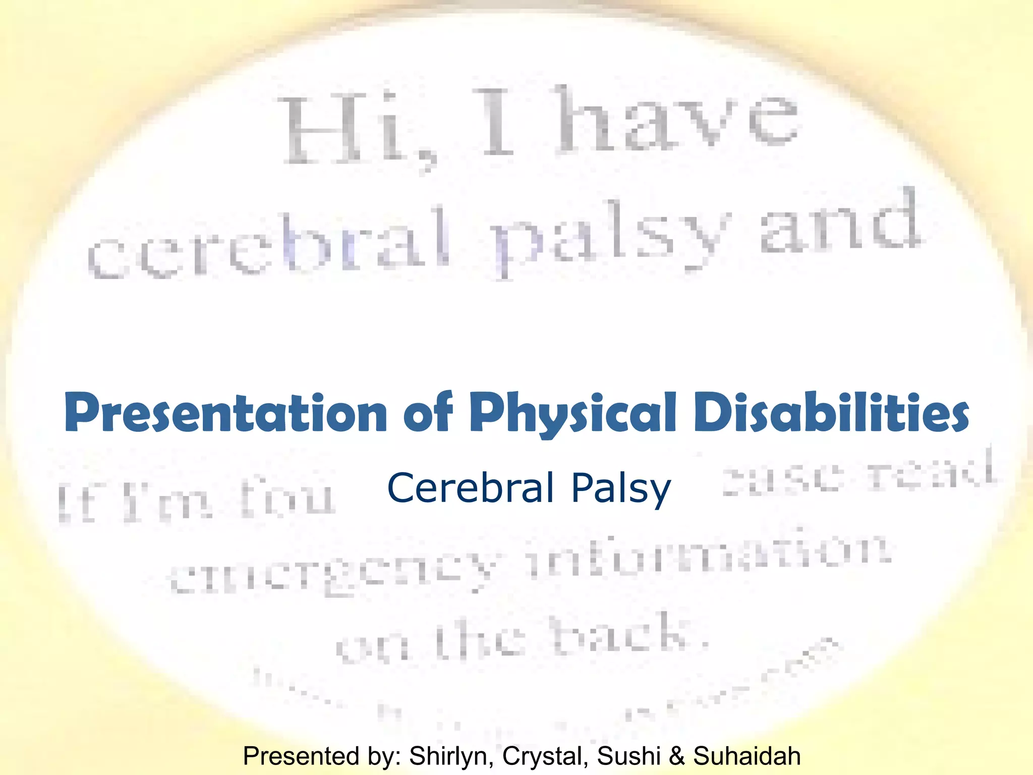 Presentation Of Physical Disabilities | PPT