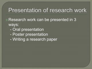 Presentation of research work | PPT