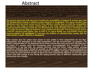 project on Application of Disperse & Reactive Dyes In a P/C Blended ...