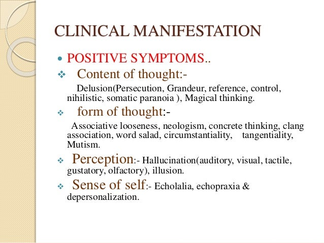 Presentation of schizophrenia as in a simple way