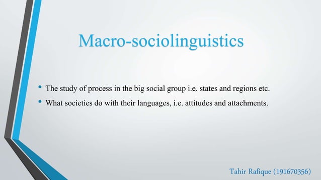 Presentation of sociolinguistics | PPT