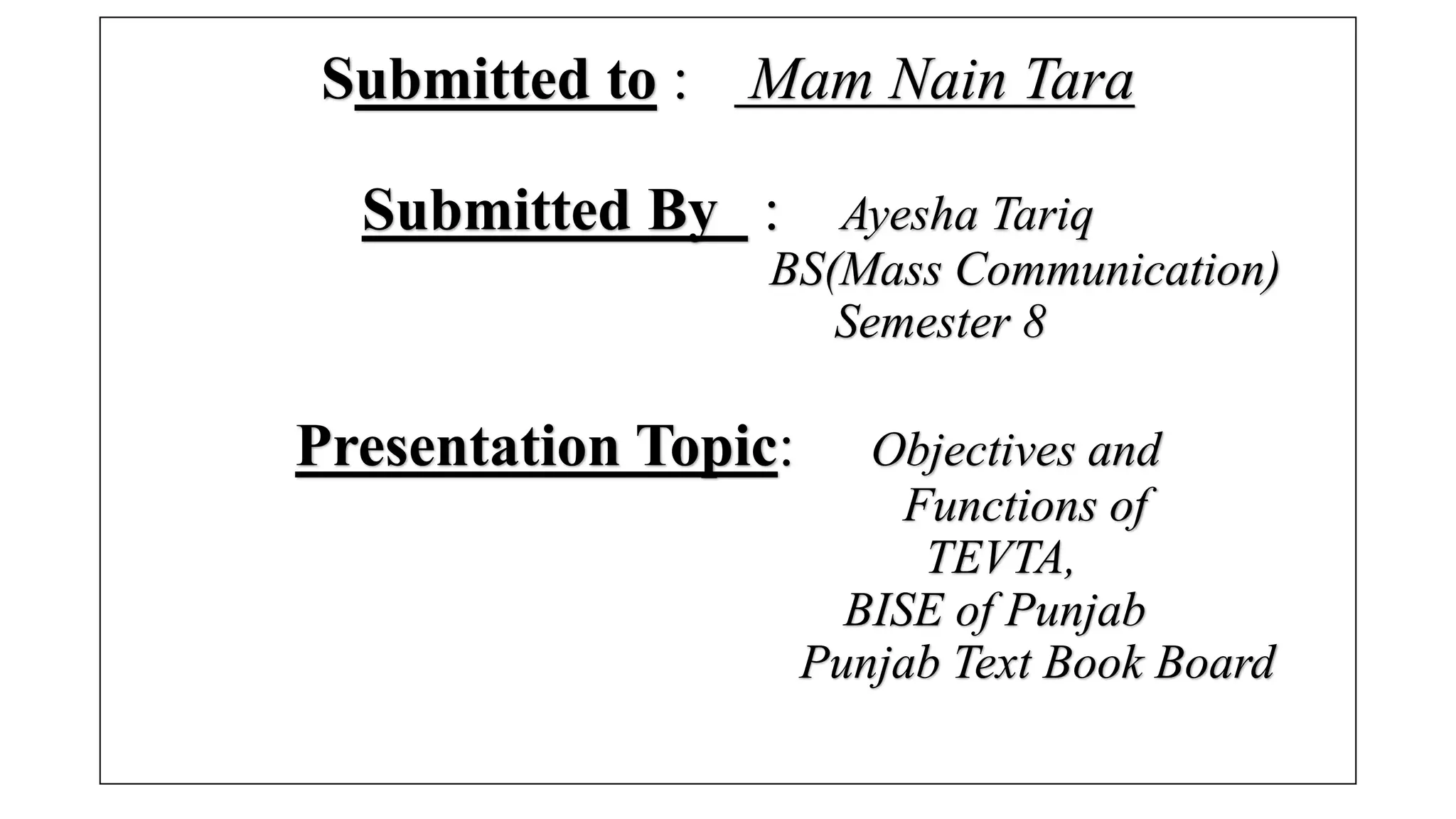 TEVTA,BISE of Punjab,Punjab Textbook Board | PPTX