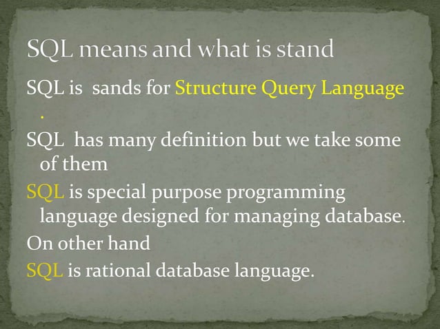 Presentation of SQL | PPT