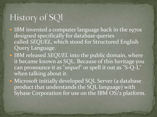 Presentation of SQL | PPT