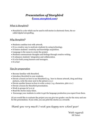 Presentation of storybird | PDF