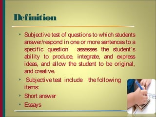 subjective test | PPT