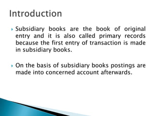 Presentation of subsidiary books | PPTX