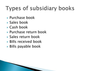 Presentation of subsidiary books | PPTX