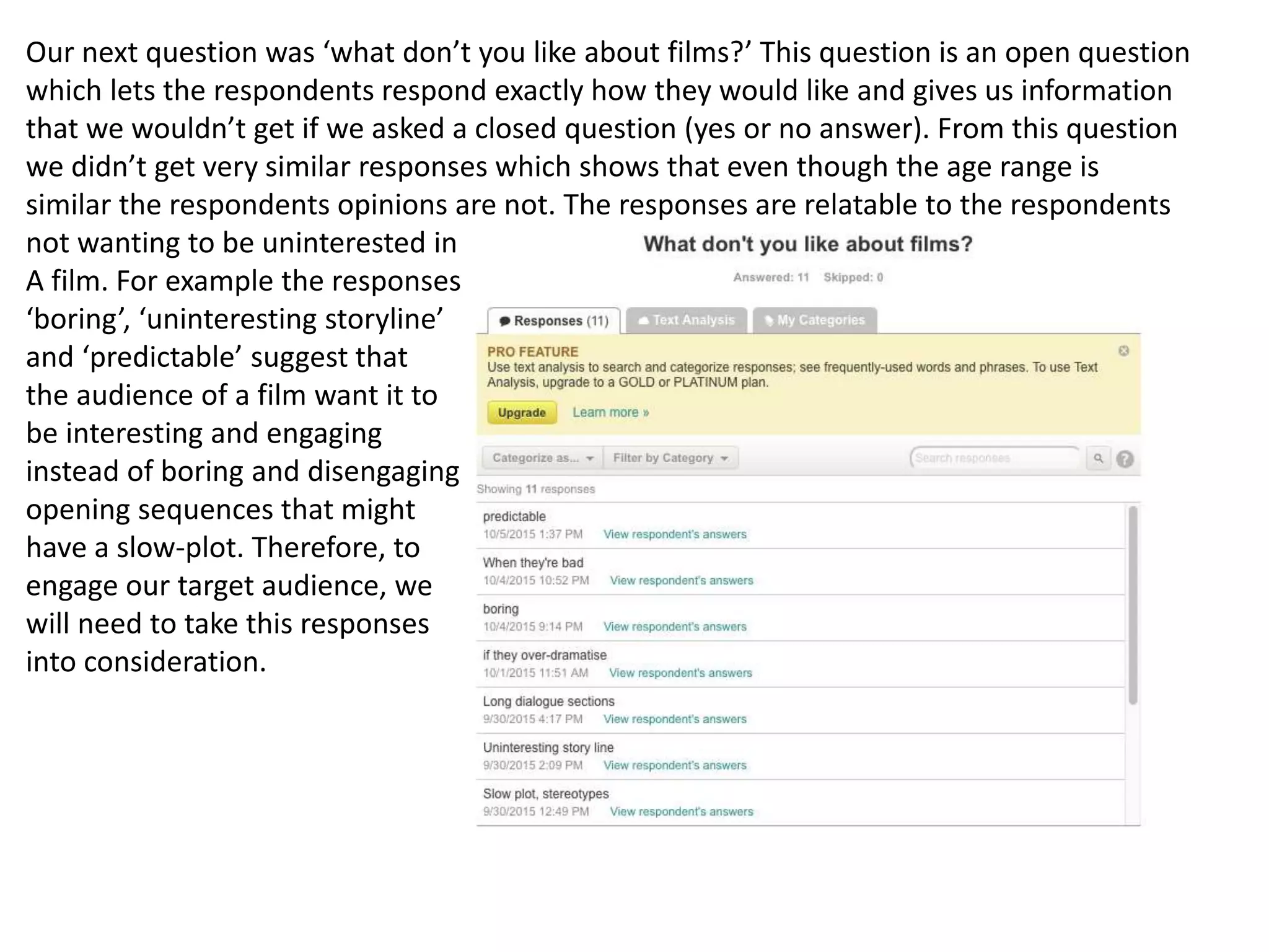 Presentation of survey responses | PPTX | Movies | Entertainment