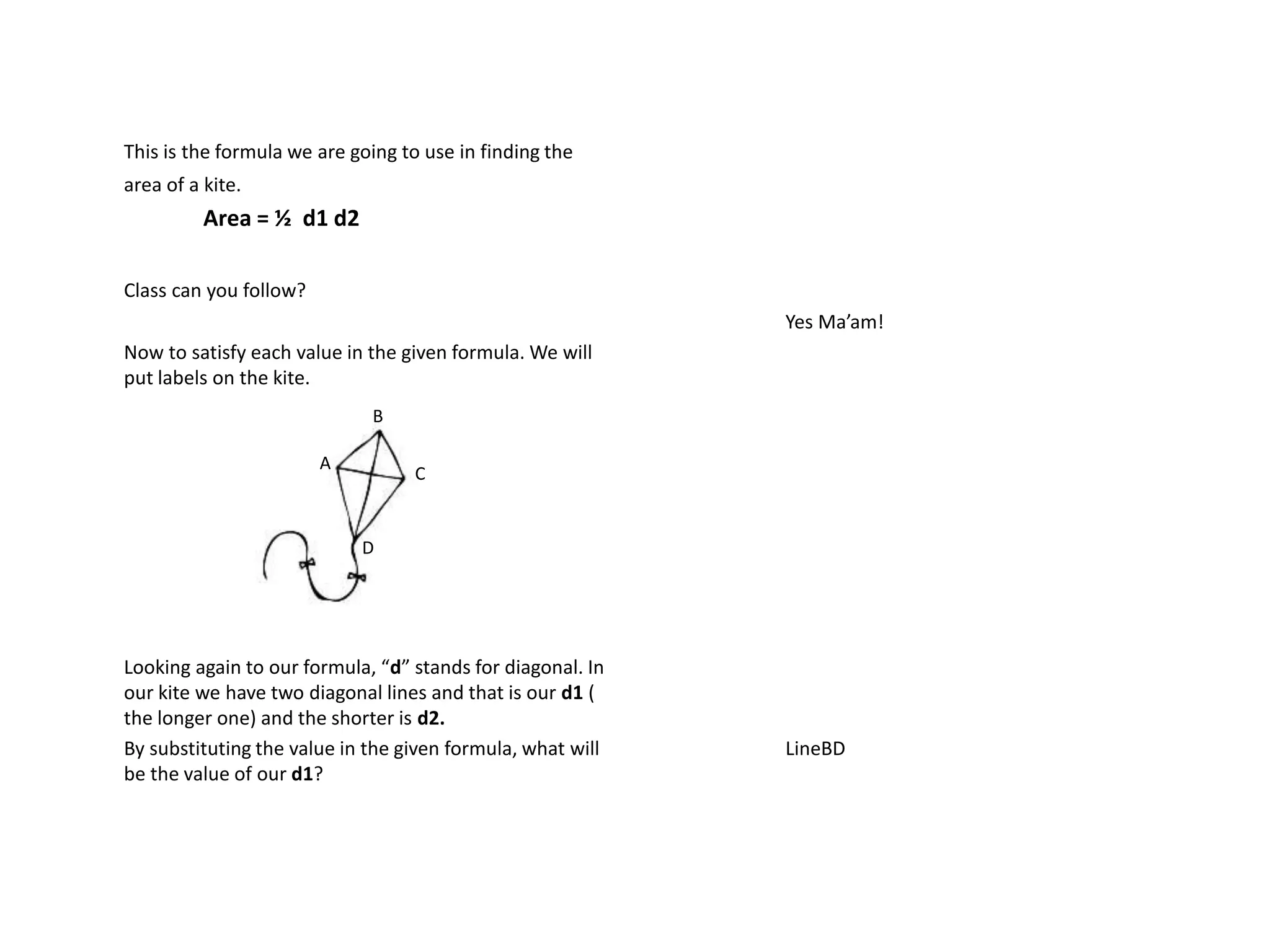 Presentation of the lesson area of a kite | PPTX