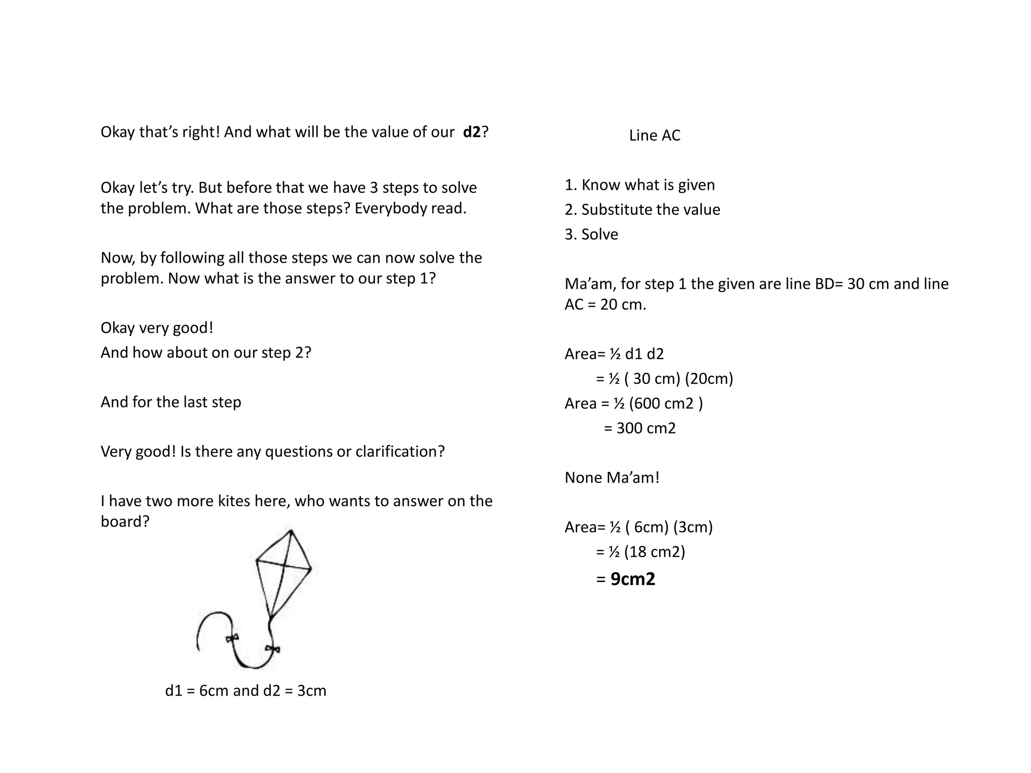 Presentation of the lesson area of a kite | PPTX