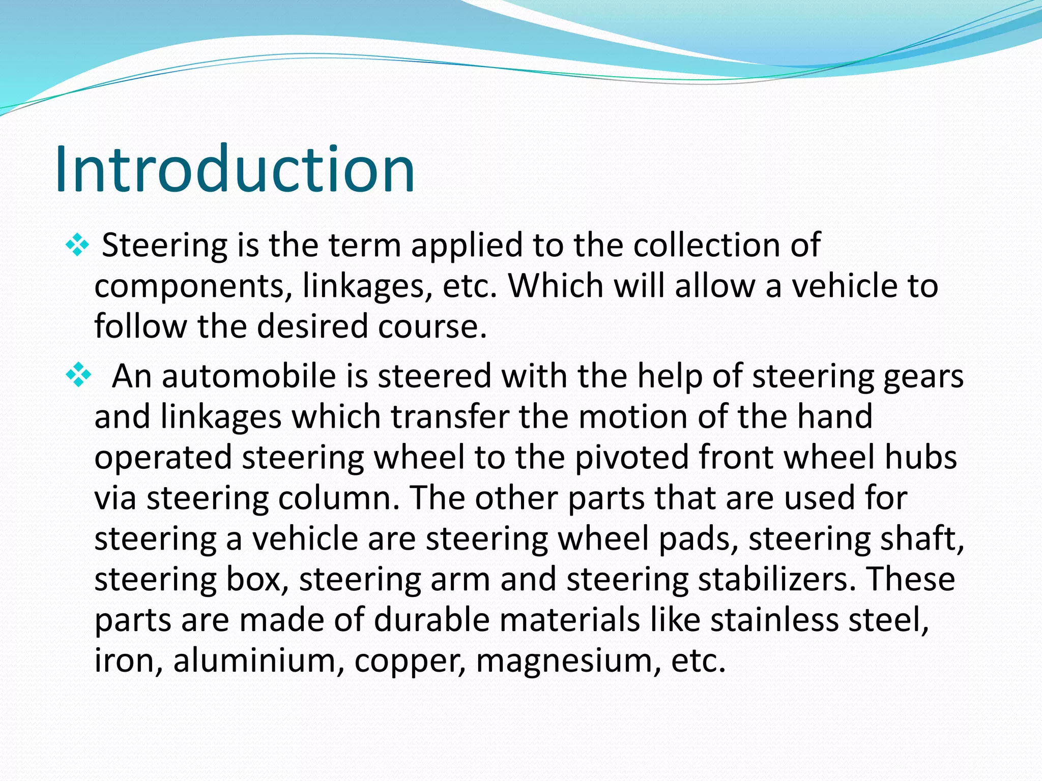 Presentation of THERMO LAB, Steering System of Automobile. | PPTX