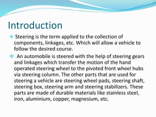 Presentation of THERMO LAB, Steering System of Automobile. | PPT