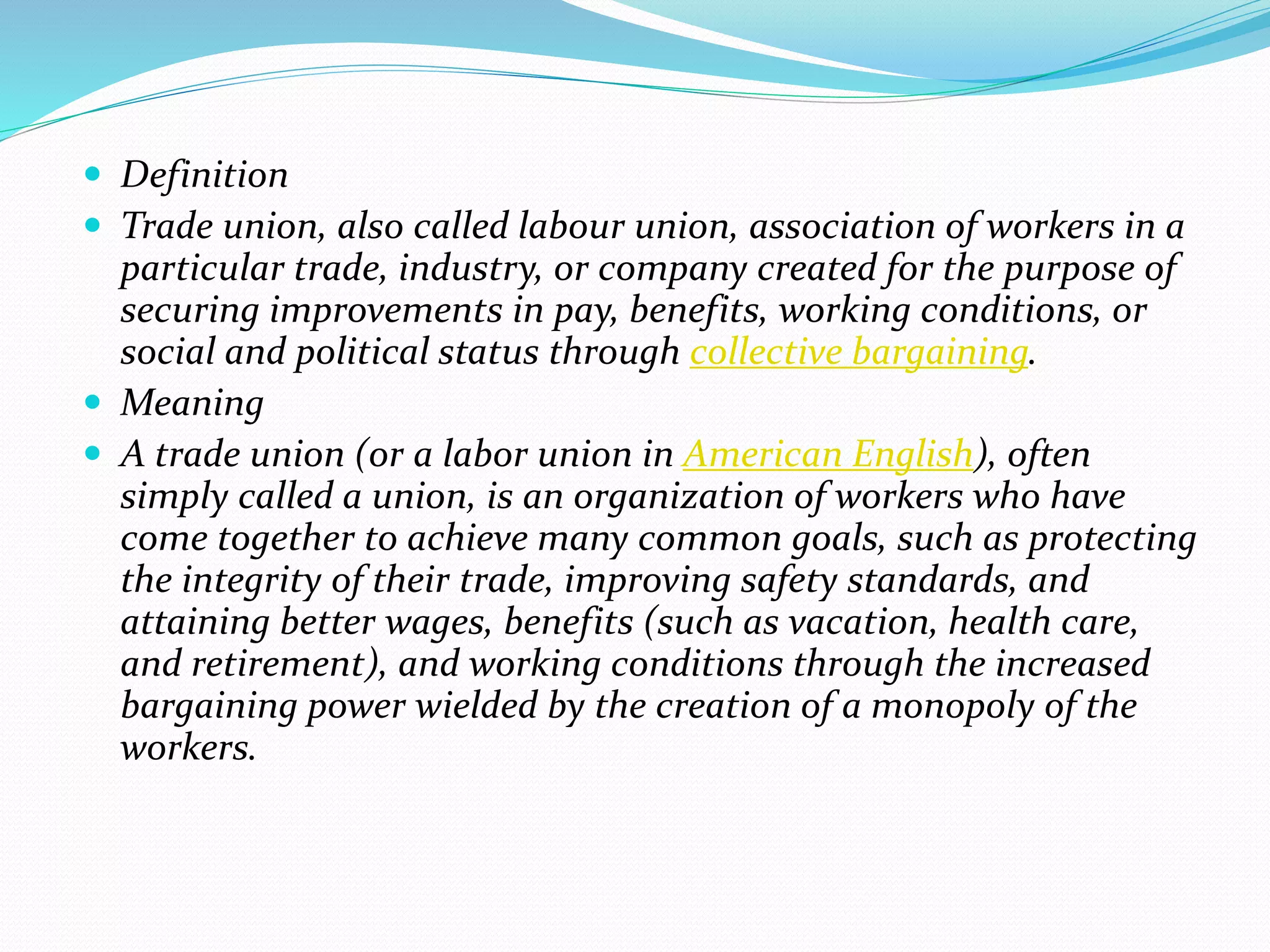 trade unionism | PPTX