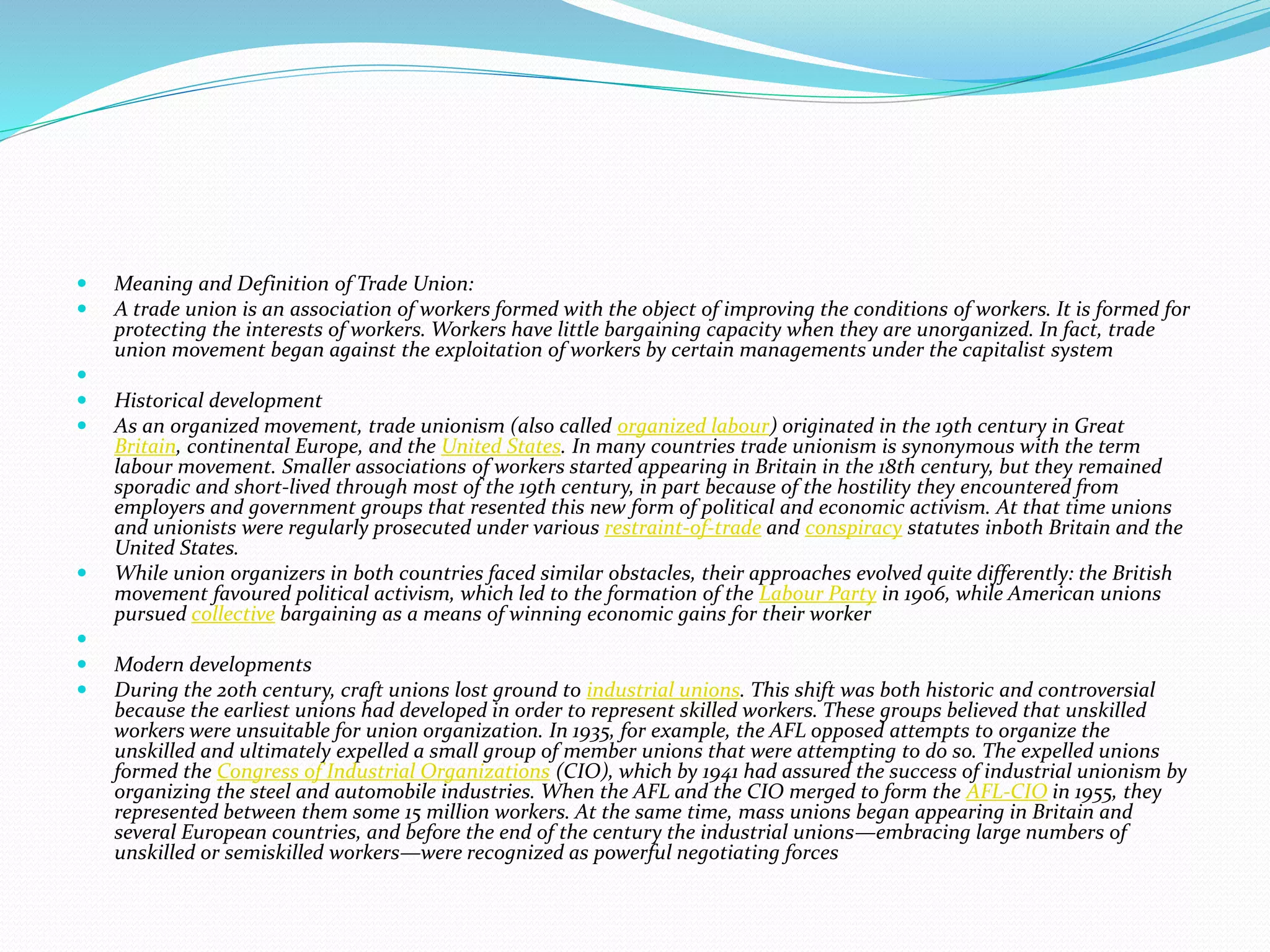 trade unionism | PPTX