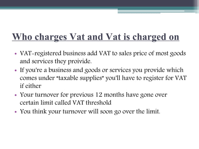 Presentation of VAT in UK | PPTX | Personal Taxes | Personal Finance
