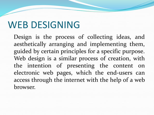 Presentation of web designing | PPTX | Web Design and HTML | Internet