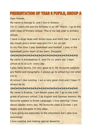 Presentation of year 6 pupils, group a | PDF