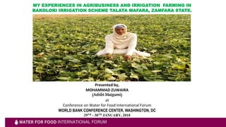 Water for Food International Forum: Planting to Production | PPT