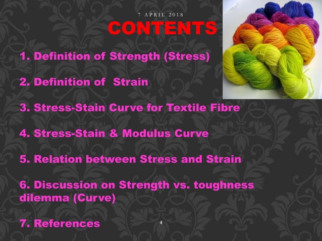The Topic Is about Textile Fiber Strength (Stress) & Strain | PPTX