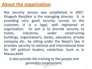 Presentation on rex security service | PPT