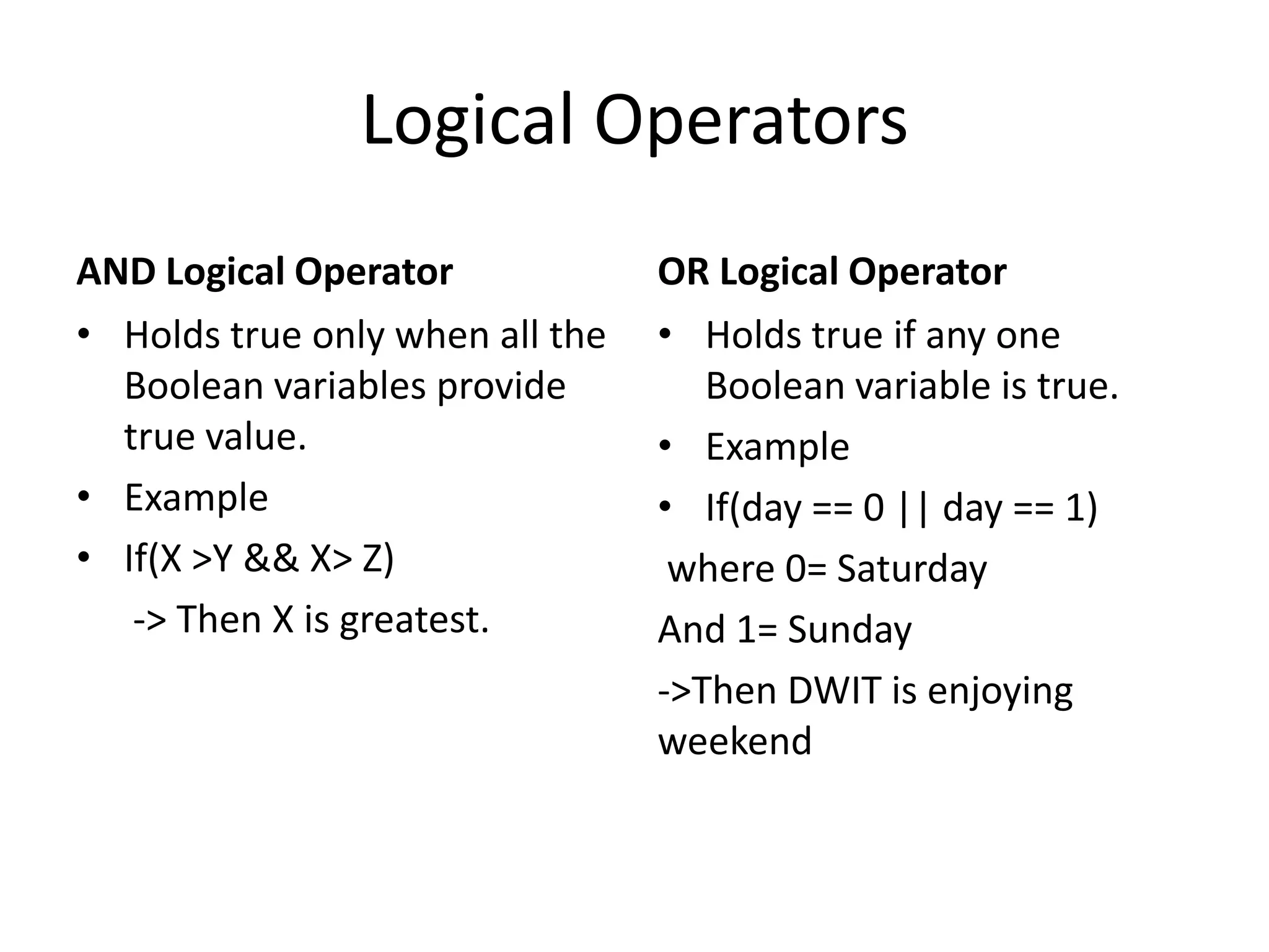Presentation On Logical Operators Ppt 
